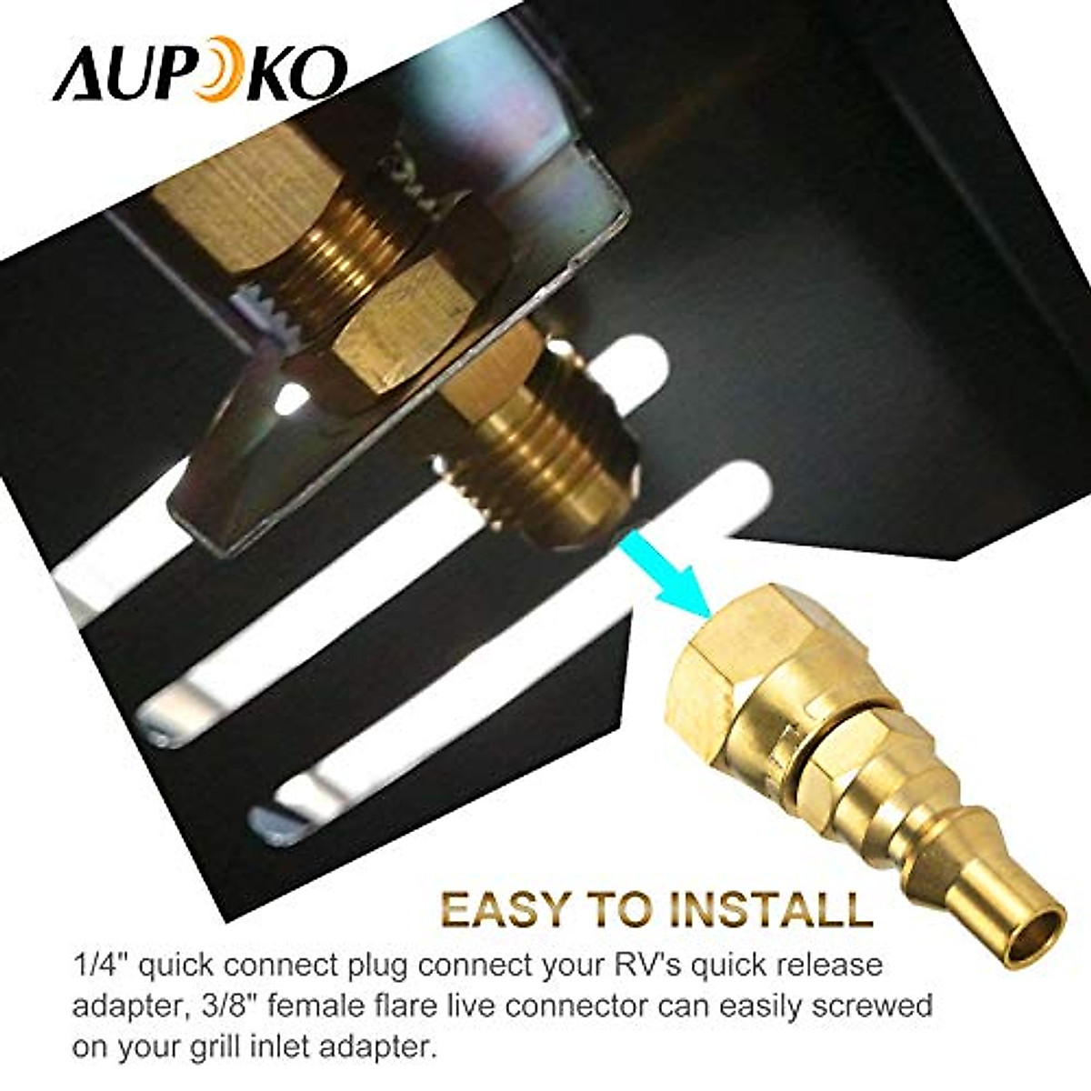 Aupoko 1/4'' LP Quick Connect Fitting, Propane Quick Connect Adapter ...