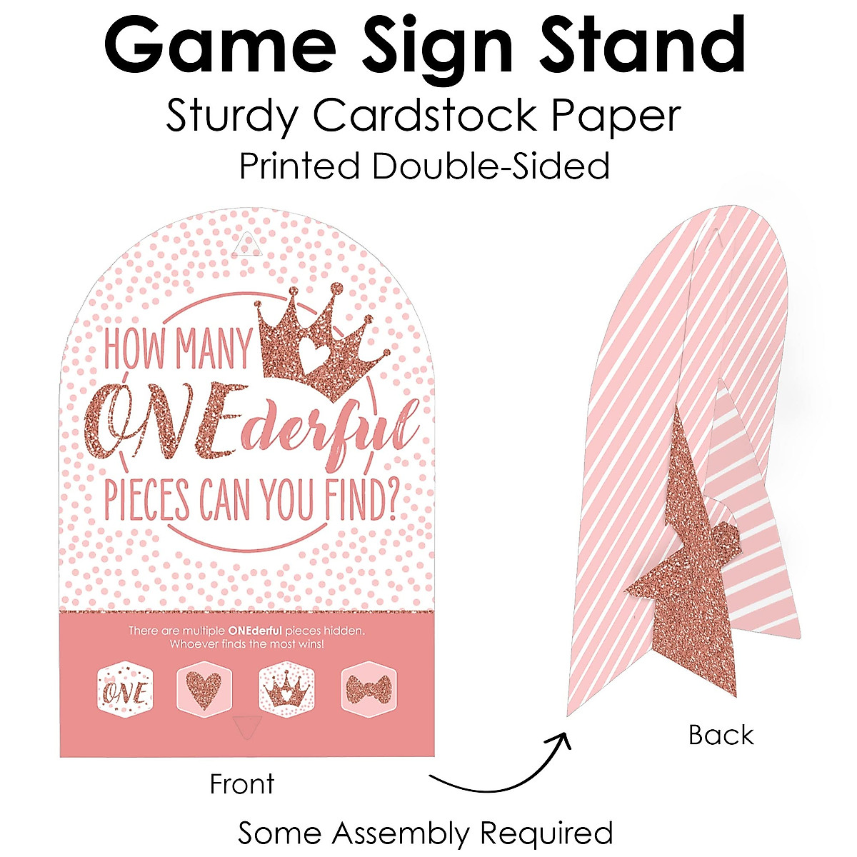 Big Dot of Happiness 1st Birthday Little Miss Onederful - Girl First Birthday Party Scavenger Hunt - 1 Stand and 48 Game Pieces - Hide and Find Game