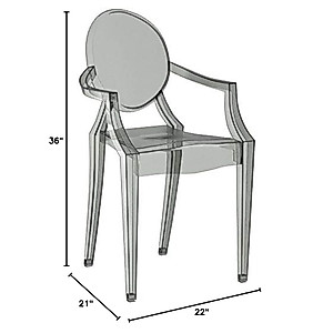 Modway Casper Modern Acrylic Stacking Two Dining Armchairs in Clear