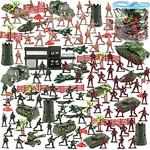 3 otters 307PCS Army Men Military Set, Military Battle Group Plastic Army Men Toy Soldiers for Boys and Girls, with Storage Container