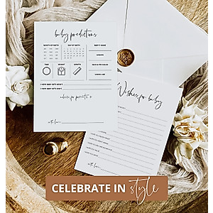 Baby Predictions & Advice Cards for Baby Shower Games Activity, Wishes for Baby, Advice for New Parents to Be – 30 Double-Sided Thick Cards – Minimalist