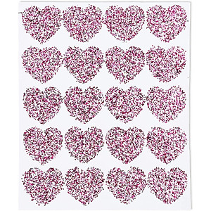 200-Pack 1.5-Inch Holographic Glitter Heart Stickers, Adhesive Sparkle Decals, Envelope Seal Stickers for Wedding, Birthday, and Graduation Invitations, Crafting Supplies (Hot Pink)