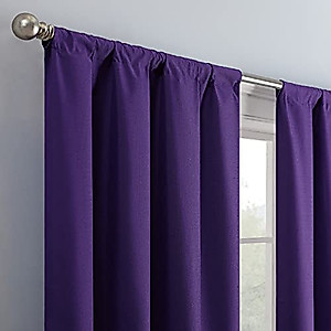 ECLIPSE Kendall Modern Blackout Thermal Rod Pocket Window Curtain for Bedroom or Living Room (1 Panel), 42 X 63, Purple