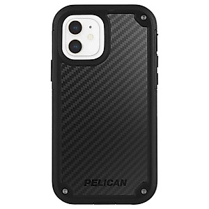 Pelican Shield Case for iPhone 12 Mini - Kevlar Series Rugged Protection, Wireless Charging Compatible, 3X Military Grade Drop Protection, Shockproof - Includes Belt Clip Holster/Stand - Black
