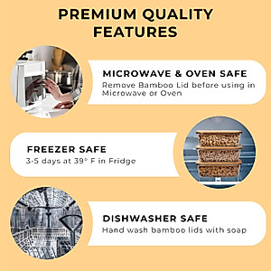 Prosumer's Choice Glass Containers with Bamboo Lids, 36oz - Set of 3 Stackable Food Storage with Wood Lids - Lunch Meal Prep Container Box - Made of Borosilicate Glass - with Silicone Ring