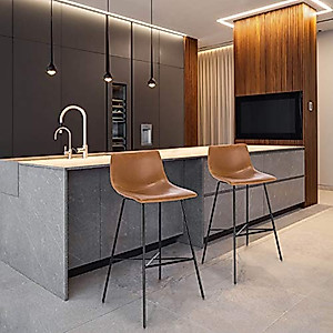 POLY & BARK Paxton 29” Bar Stool in Tan, Set of 3