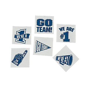 Blue Go Team We Are Number 1 Tattoos (set of 72) School Spirit Supplies