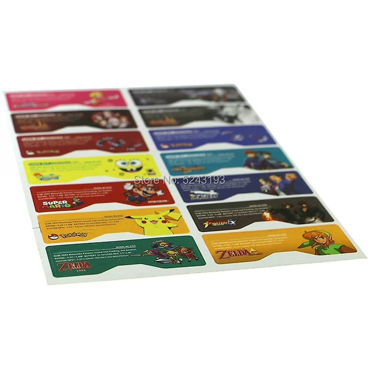 14 PCS Colourful Custom Design Back Tag Label Stickers for Gameboy Advance SP GBA SP Console