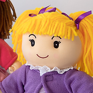 Let's Make Memories Personalized Rag Doll - Soft Doll for Kids - Dark Brown Hair - Disco