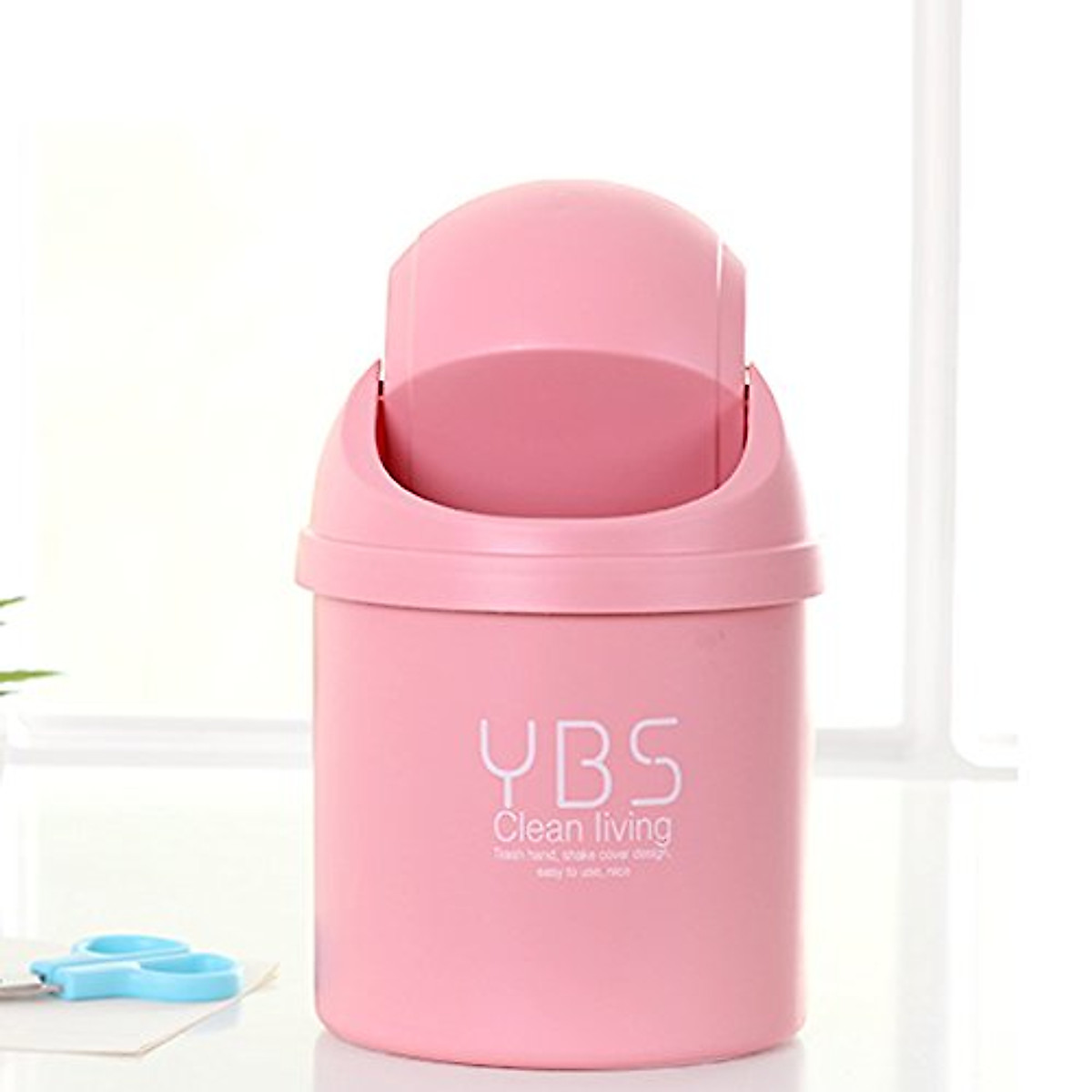 tbpersicwT Trash Can Creative Desktop Mini Trash Can Covered Kitchen Living Room Desk Trash Box Pink