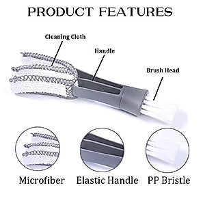 Smeyta Double Head Brush for Car Clean 1Pack,Car Brushes for Detailing Interior,Air Conditioning Vent Cleaner,Soft Car Detailing Brush(Gray,1PC)