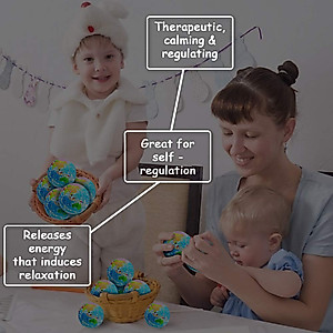 Koogel 16 PCS Globe Squeeze Balls, 3 Inch Earth Stress Relief Toys Foam Squeeze Balls Educational Stress Balls for Finger Exercise School Carnival Reward Party Bag Gift Stress Relief Toys