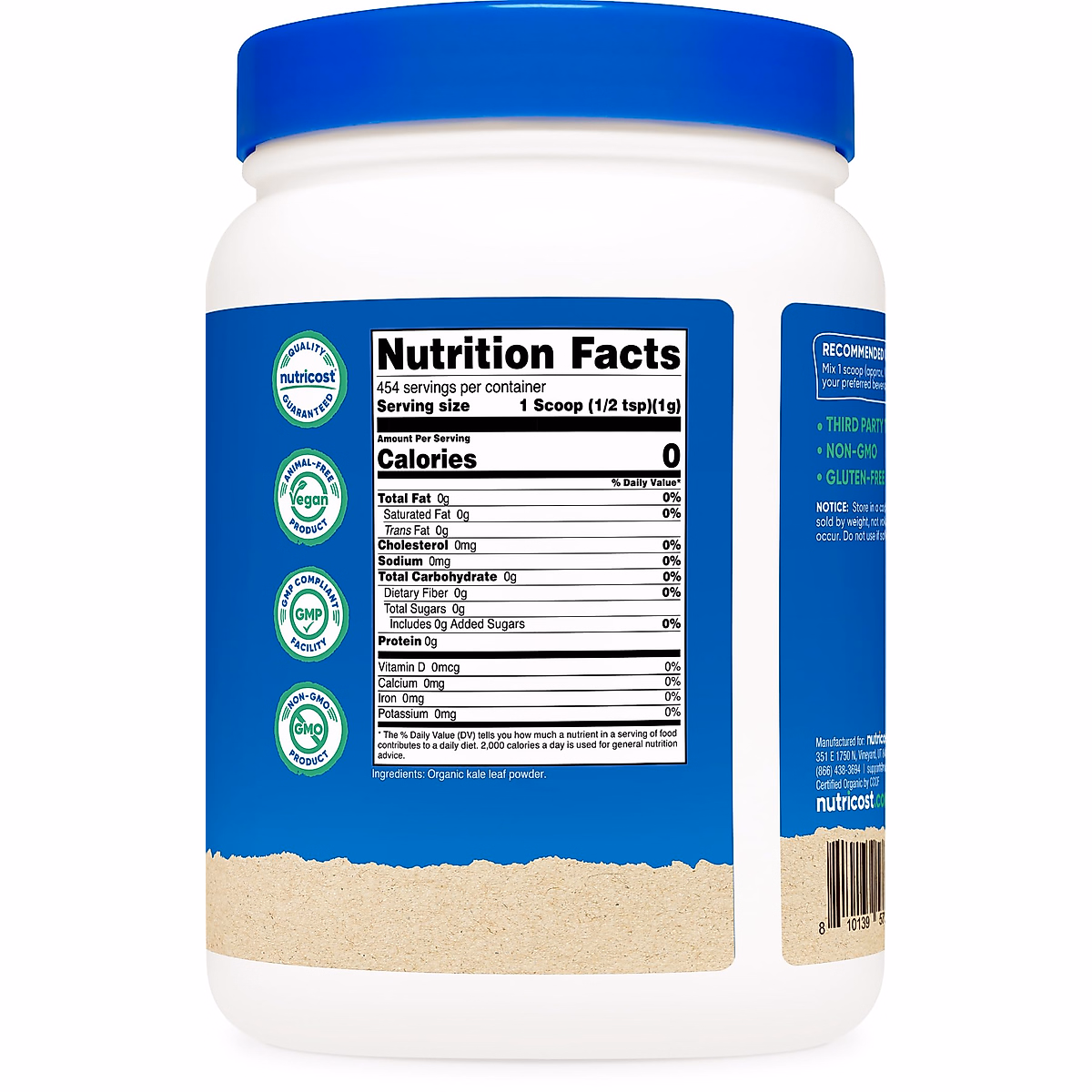 Nutricost Organic Kale Powder 1LB - All Natural, Non-GMO, Gluten Free, Certified USDA Organic Kale