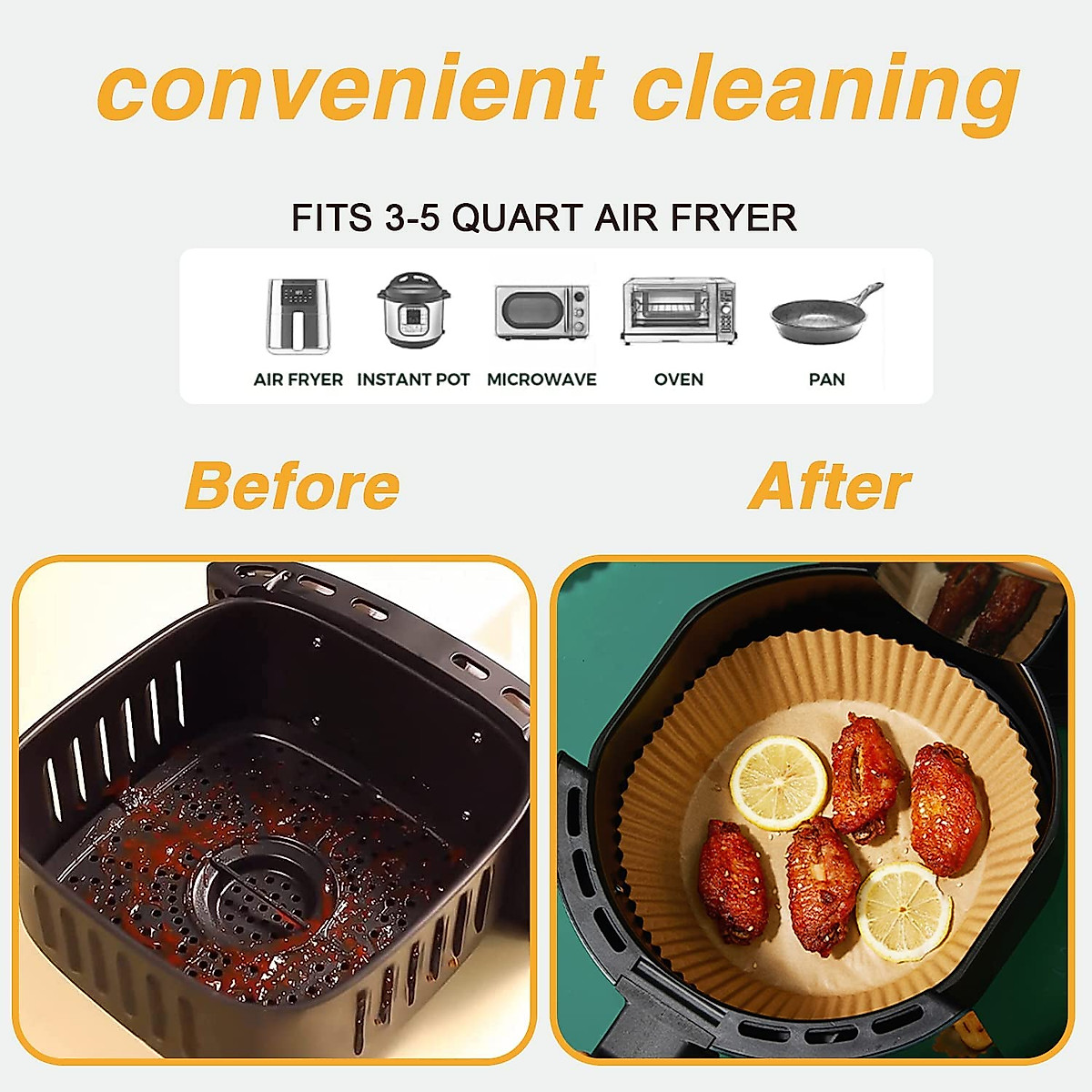 Air Fryer Paper Disposable Liner Parchment Liners Waterproof Oil-Proof Non-Stick Airfryer Baking Paper Microwave Oven