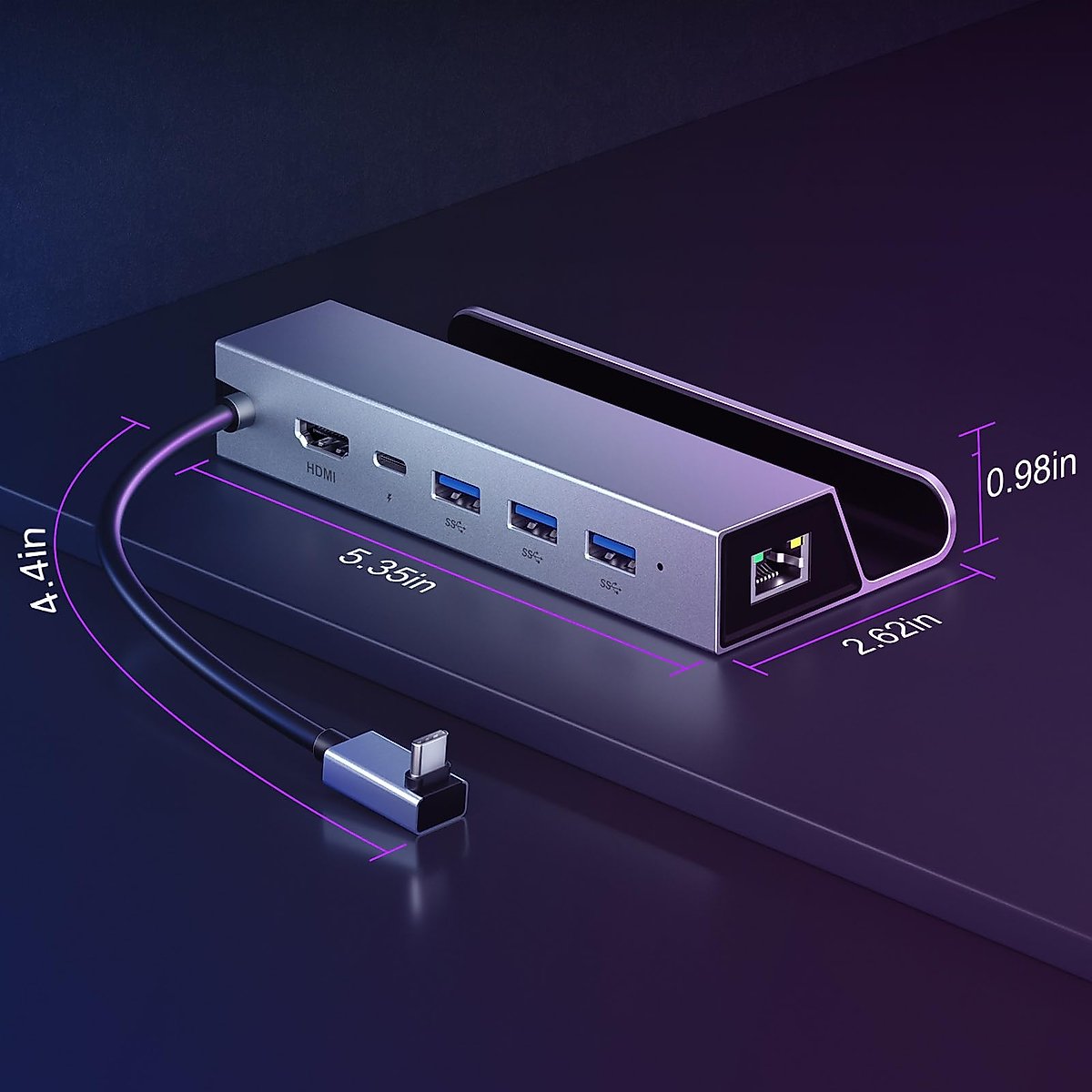 Docking Station for Steam Deck, KOZYC 6 in 1 Stream Deck Dock with HDMI 2.0 4K 60Hz, 1Gbps RJ45 Ethernet, 3 USB 3.0 5Gbps, and 100W Charging USB-C Port Compatible with ROG Ally, Steam Deck, Laptop
