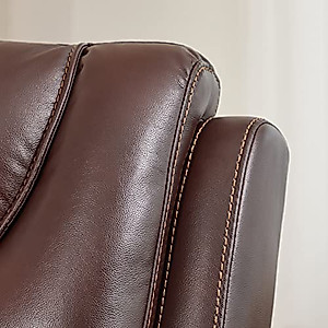 Irene House Large Recliner Lay Flat Chair Dual OKIN Motor Lift Chair Recliners for Elderly Infinite Position with Heat Massage Electric Power Lift Recliner Chair, Model Ollie(Brown, Faux Leather)