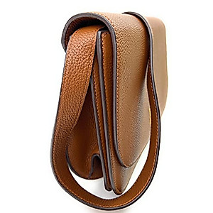 Tory Burch Britten Pebbled Leather Saddle Bag (Moose) With Gold Tone Hardware