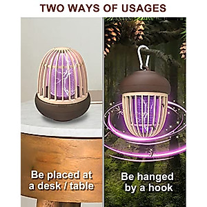 AICase 1800mA Rechargeable Portable Mosquito Killer lamp, Bug Zapper Latern,Bug Zapper Trap Light Outdoor and Indoor Cordless Battery Powered Waterproof Bug/Fly Trapper for Home