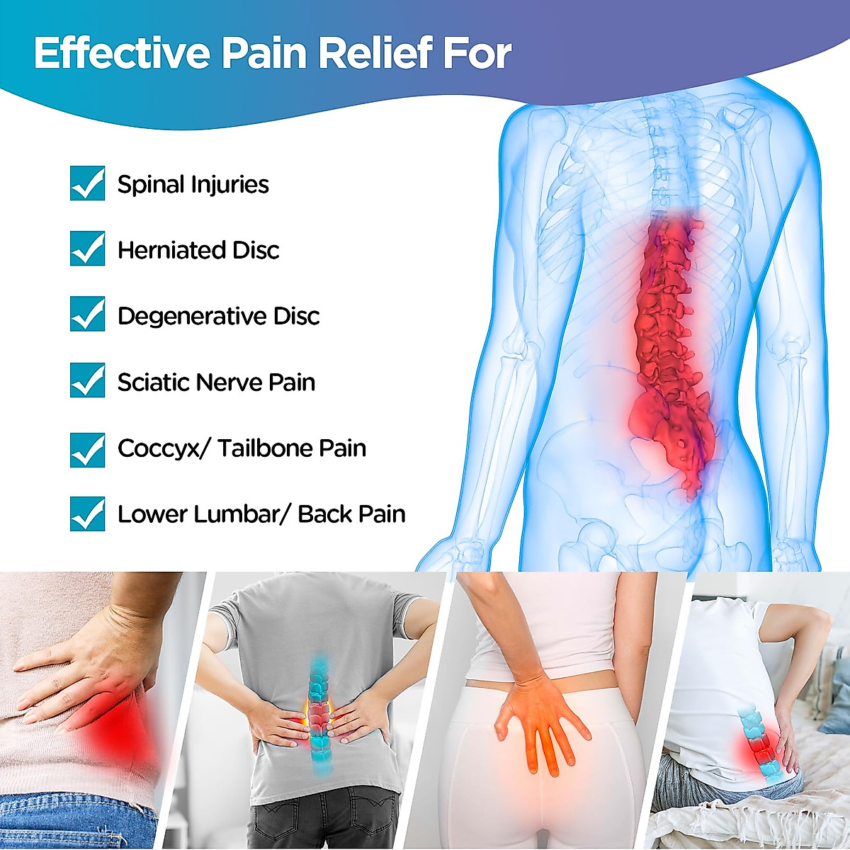 Comfytemp Ice Pack for Back Pain Relief, 2 Packs, FSA HSA Approved, Reusable Gel Lower Back Wrap Ice Brace for Sciatica Injuries, Hot Cold Compression for Lower Lumbar, Waist, Men Women Surgery Gifts