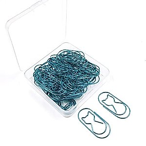 50Pcs Paper Clips, Cat Paper Clips, Office Supplies Bookmark Clips, Funny Paper Clips for Office School Home Desk Organizers (Blue)