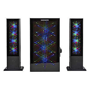Magnavox MHT990 2.1 Home Entertainment System with Bluetooth Wireless Technology and Color Changing Lights in Black | AUX Port | Subwoofer with 2 Speakers | Pulsing Lights |