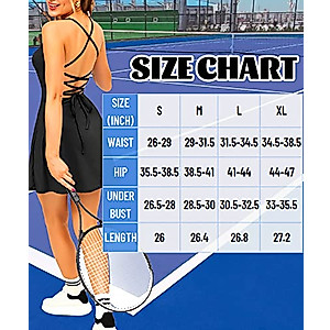 Coloquin Tennis Dress with Built in Shorts and Bra Backless Golf Workout Athletic Dress with Pockets