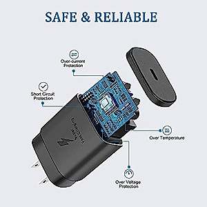 Samsung 25W USB C Super Fast Charging Wall Charger with 5FT Type C Cable Compatible Samsung Galaxy S22/S22+/S22Ultra/S21/S21+/S20/S20+/S10/S10e/S9 Plus/S8 Plus/Note 8/Note 9/Note 10/Note20