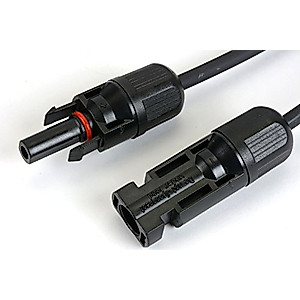 Temco 1 Pair 100 ft Solar Panel Extension Black Connector Male Female 12 AWG Gauge PV Cable Wire