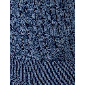Amazon Essentials Women's Lightweight Long-Sleeve Cable Crewneck Sweater (Available in Plus Size), Blue Heather, Medium