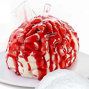 WOPODI Silicone Brain Shape Mold Halloween Humans Brain Cake Molds Realistic Internal Body Organs Fondant Cakes Mould Baking Candy Chocolate Pudding Dessert Jelly Sugar for Halloween Party Props