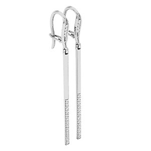 Dazzlingrock Collection 0.25 Carat (ctw) Round White Diamond Ladies Line Dangling Earrings 1/4 CT, 14K White Gold