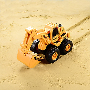 Construction Toys, Friction Powered Excavator Loader Truck Vehicles, Beach Sand Sandbox Toys for 3, 4, 5 Years Old Boys Kids Girls (2 Pack)