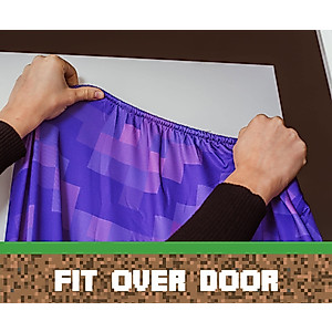 Ukonic Minecraft Purple Nether Portal Gateway Fabric Door Cling | Wall Decorations, Playroom Accessories, Kids Room Essentials Home Decor | Video Game Gifts and Collectibles | 34 x 82 Inches
