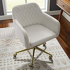 Linon White Quilted Brooklyn Office Chair, Metal