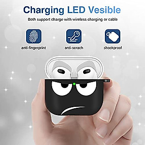 Youtec for Airpods 3 Case 2021, Don't Touch Me for Airpods Cover with Keychain Soft Cute Shockproof Cover for Women Men Compatible with for Airpods 3 Charging Case -Black