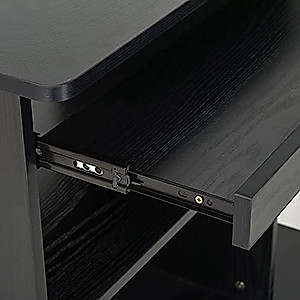 HOMCOM Computer Desk Cart, Mobile Small Office Workstation with Slide-Out Keyboard Tray, Adjustable Shelf, & CPU Stand, Black