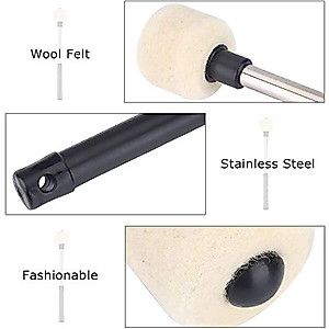 Jiayouy A Pair of Bass Drum Mallets Timpani Mallet Felt Mallets Sticks with Stainless Steel Handle Percussion Marching Band Accessory Length 320cm/12.6Inch