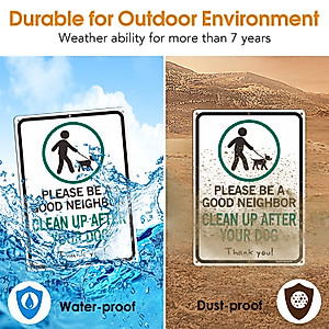 Please Be A Good Neighbor Clean Up After Your Dog Sign, 14 x 10 x 0.04 inch Aluminum Metal Sign, UV Protected, Waterproof, Weather/Fade Resistant, 6 Pre-drilled Holes, Use for Garden Yard Signs
