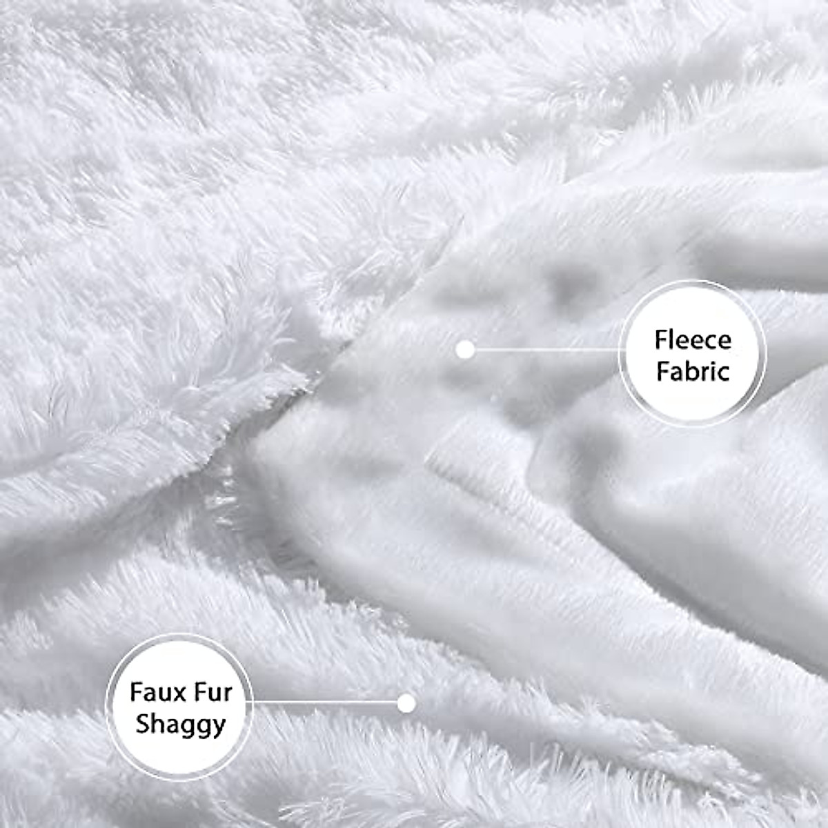 Decorative Extra Soft Faux Fur Throw Blanket 50" x 60",Solid Reversible Fuzzy Lightweight Long Hair Shaggy Blanket,Fluffy Cozy Plush Fleece Comfy Microfiber Fur Blanket for Couch Sofa Bed,Pure White