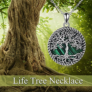 ONEFINITY Malachite Tree of Life Necklace Sterling Silver Malachite Tree of Life Pendant Jewelry for Women Gifts