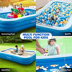 santabay Inflatable Pools, Kiddie Swimming Pool for Kids, Above Ground Pool 120" x 72" x 22" Full-Sized Blow Up Pools for Backyard Outdoor Family Pool for Toddler Adults Age 3+