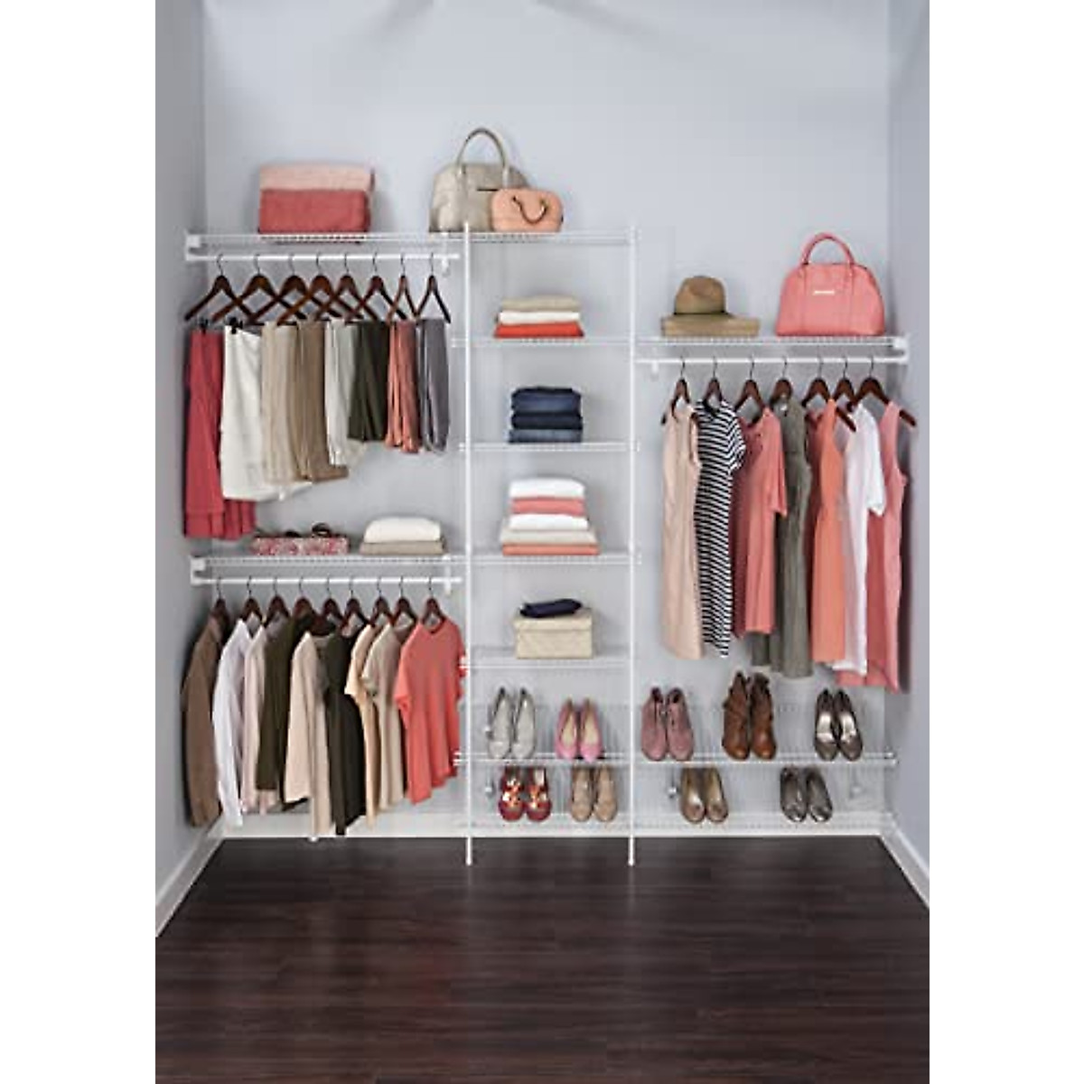 ClosetMaid 5037 5ft. to 8ft. Fixed Mount Closet Organizer Kit, White