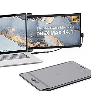 New Mobile Pixels 2023 Duex Max Portable Monitor, 14.1" FHD 1080P IPS Ultra Slim Laptop Screen Extender, USB A/USB C Plug and Play Auto Rotated, Windows/Mac/Android/Switch Compatible (Gunmetal Grey)