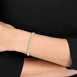 Swarovski Una Angelic Tennis Bracelet, Clear circle-cut Swarovski Crystals with Matching Crystal Pavé on a Gold Tone Finish Setting, Part of the Swarovski Una Angelic Collection