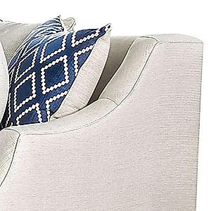 Benjara, White Fabric Upholstered Wooden Loveseat with Tufted Details