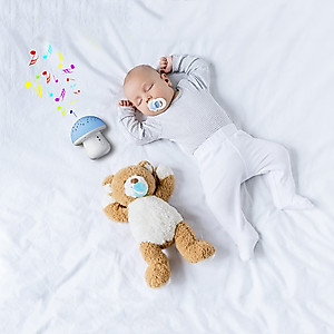 Baby Sleep Soother, Mushroom Baby White Noise Sound Machine with Moon and Star Projector, Portable Baby Sleep Aid Must Have Essentials for New Born, 4 Natural Soothing Sounds 7 Calming Melodies (Blue