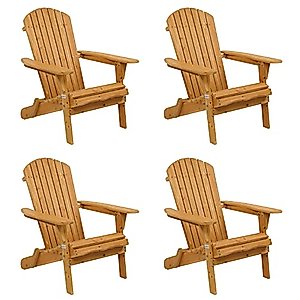 VINGLI Folding Adirondack Chairs Set of 4 Clearance Weather Resistant/Lawn Chairs Cheap Fire Pit Chairs Highwood Lounge Chairs-Patio Furniture Sets for Campfire, Bonfire