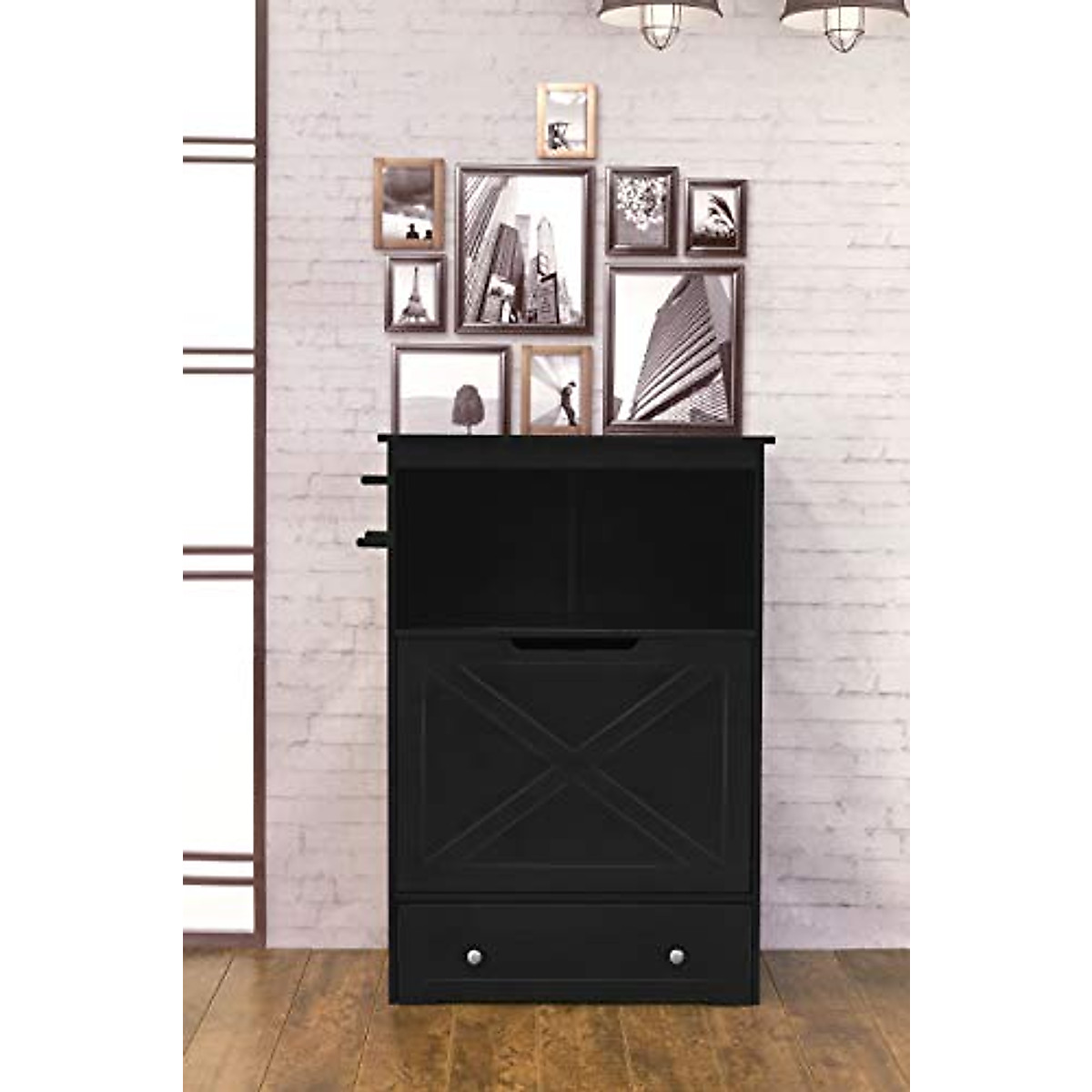 zoovilla Windsor Pet Feeders with storage - dog bowl stand, pet feeder station, Black 13.78?D x 24.02?W x 35.04?H