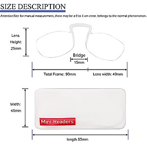 DXYXYO Armless Thin Reading Glasses for Men and Women Mini Lightweight Legless Clip on Nose Readers 3 Pack, 2.0