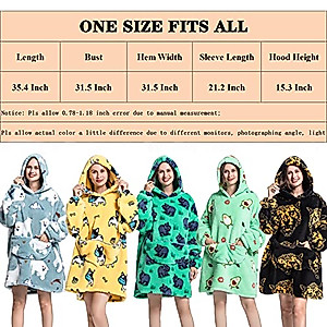 Blanket Hoodie Wearable Oversized Hooded Blanket for Adult Women Men Super Soft Comfortable Warm Flannel Sherpa with Giant Pocket Cute Dogs